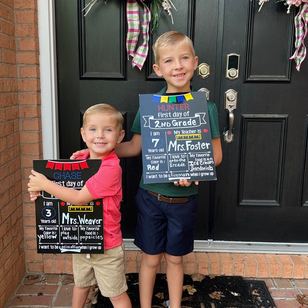 First Day of School Chalkboard, First Day of School Sign Reusable, Back ...