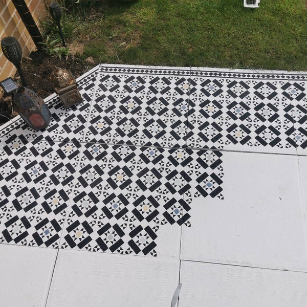 Chelsea Tile Pattern Stencil, Revamp Old Tiles, Slabs and Floors Using ...