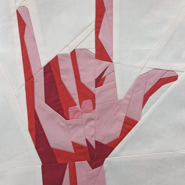 ASL I Love You Fpp--american Sign Language--paper Piecing Quilt Block ...