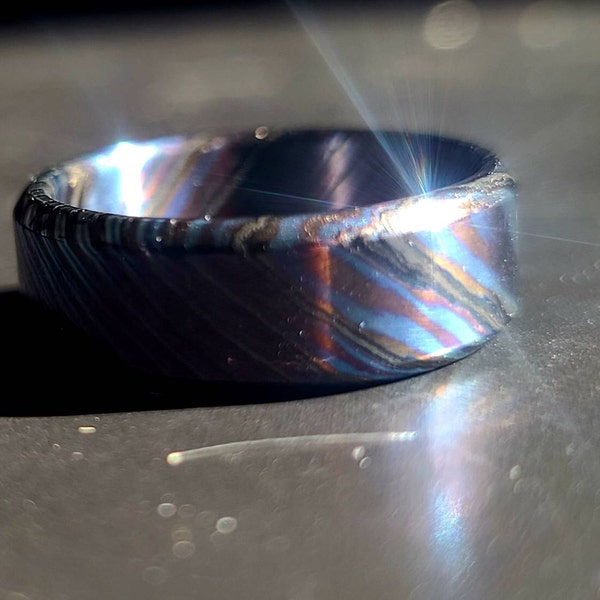 LIMITED Edition***rolled Edge 8mm Black Timascus Zrti Ring 3mm-9mm Wide ...