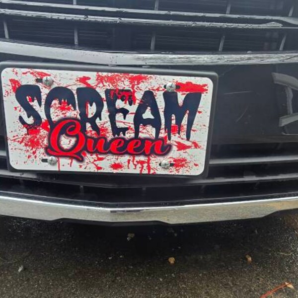 Blood Spatter Scream Queen Halloween Horror Personalized License Plate ...