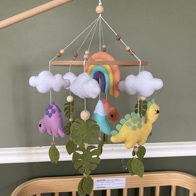 Dinosaur Mobile, Dino Nursery Decor, Personalized Mobile With Cute ...