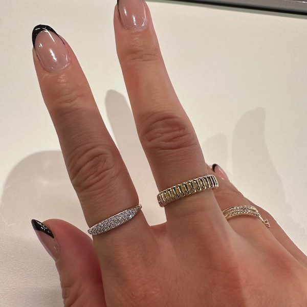 14kt Line Dome Wedding Band, Solid Gold Chunky Charlotte Ring, Unisex ...