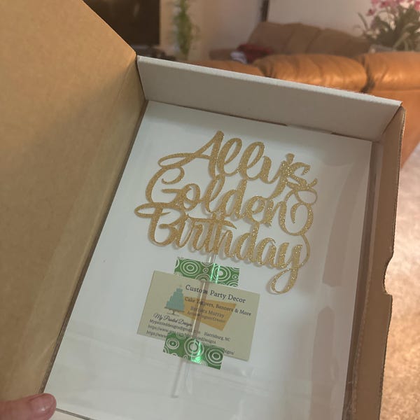 Golden Birthday Cake Topper, Any Name Golden Birthday Topper, Happy ...