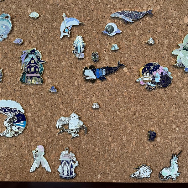 Gold Ocean of Sky Floating Islands Hard Enamel Mini Pin Set - Night ...