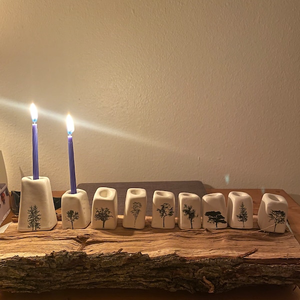 Handmade Ceramic Modular White Hanukkiah, Modern Hanukkah Menorah With ...