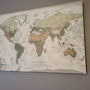 Nautilus World Map Push Pin, World Map Wall Art With USA National Parks ...