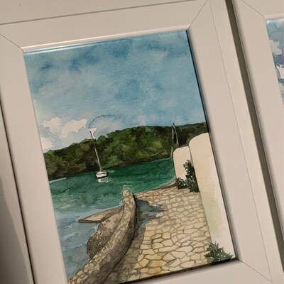 Small Custom Watercolor Watercolour ORIGINAL Painting Greece Greek ...