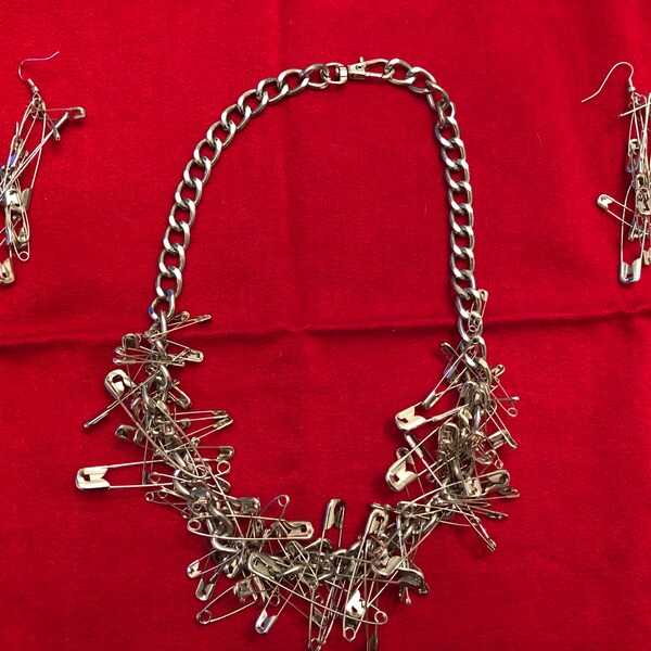 Safety Pin Earrings Star Charms Silver Tone Handmade Jewelry Unisex Hardware - Etsy