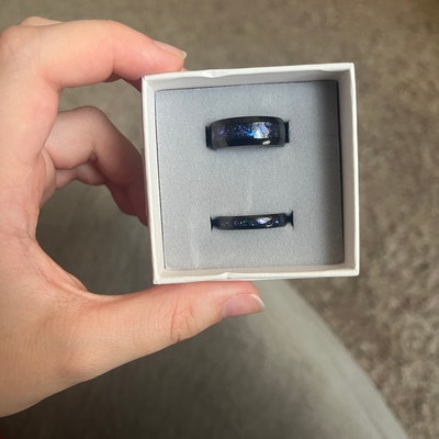 Galaxy Orion Nebula Ring for Women, Engagement Ring Set, Black Titanium ...