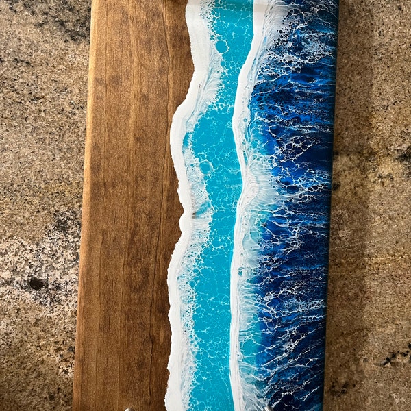Ocean Wave Walnut Epoxy Charcuterie Board W/ Handles | Cheese Board ...