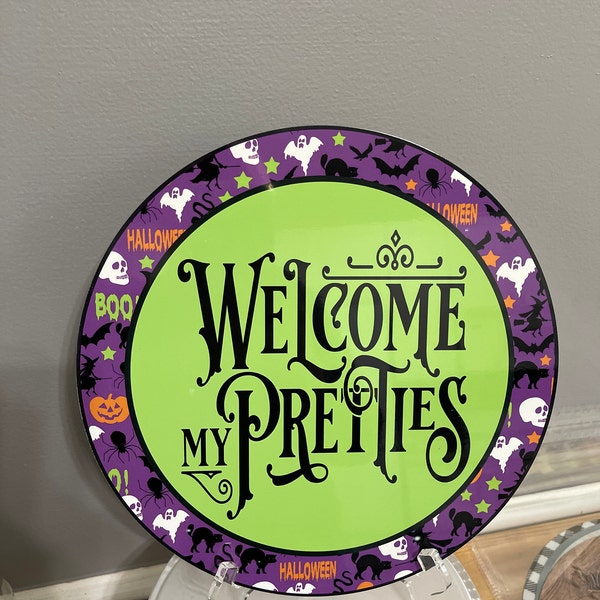 Welcome My Pretties SVG | Halloween Round Sign Design - Etsy