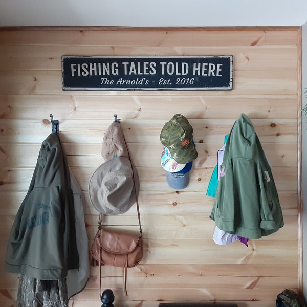 Custom Family Fishing Tales Told Here Sign, Fishing Tales Decorations ...