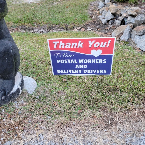 Thank You Stay Safe, Postal Workers, Delivery Drivers, Yard Sign ...
