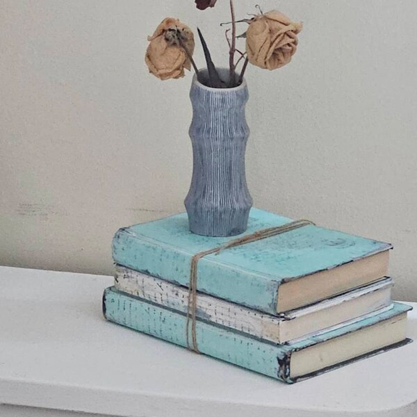 Old Book Stack, Book Decor, Neutral Shelf Decor, French Typography ...