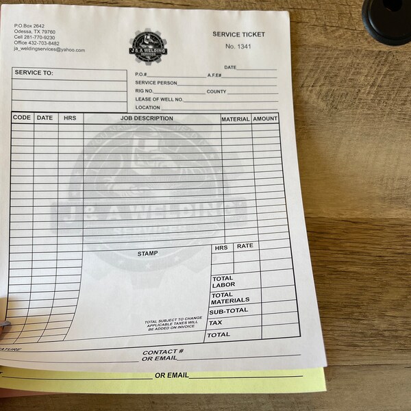 3 Part NCR Custom Invoices 100 8.5" X 11" Black and White With Numbers ...
