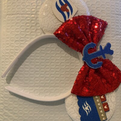 Cruise Minnie Ears, Boat Mickey Ears, Line Mouse Ears Headband, Magical Kingdom Ears, Nautical ...