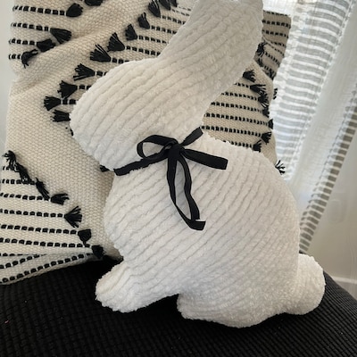 Bunny Pillow, White Chenille Bunny, Nursery Bunny Decor, Easter Decor ...
