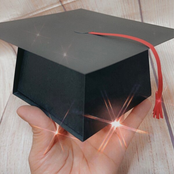 SVG File: 3D Graduation Cap Gift Box / Favor Box / Treat Box With Paper ...