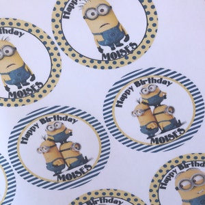 4 Personalized Printable Minion Thank You Tagsbirthday - Etsy