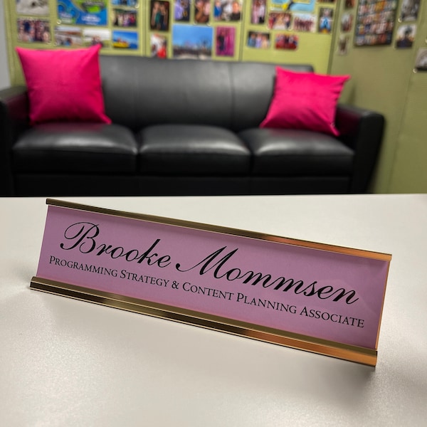 Personalized Desk Name Plate Nameplate Plaque Pink With Rose Gold ...