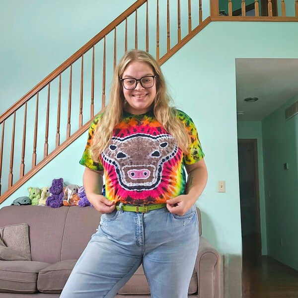 Hand Dyed Made to Order Cow Tie Dye Shirt, Rainbow Cow Tie Dye, T-shirt ...