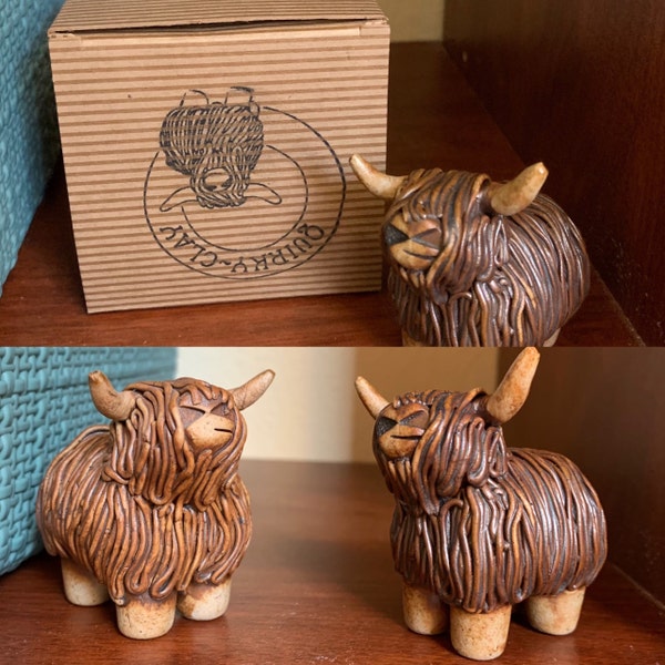 Small Pottery Highland Cow - Etsy