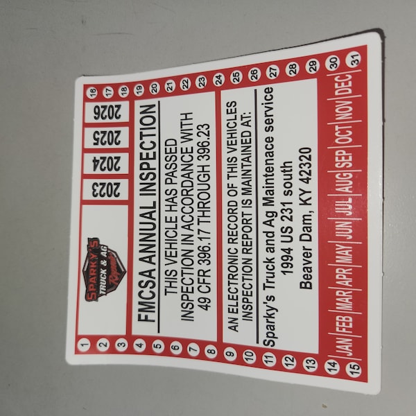 Personalized 2025 DOT Vehicle Inspection Sticker: FMCSA or FHWA - Etsy
