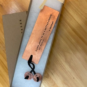 Copper Personalized Bookmark Quote Hand Stamped Original Book Mark - Etsy