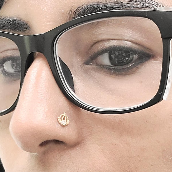 CZ Nose Stud L Shape Nose Stud 16 G Nose Screw Big Nose Stud Flower ...