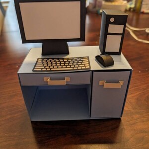 3D Computer and Computer Desk SVG Cut File Gift Card Holder - Etsy