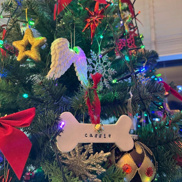 Personalised Dog Bone Clay Tree Decoration, Pet Christmas Decoration ...
