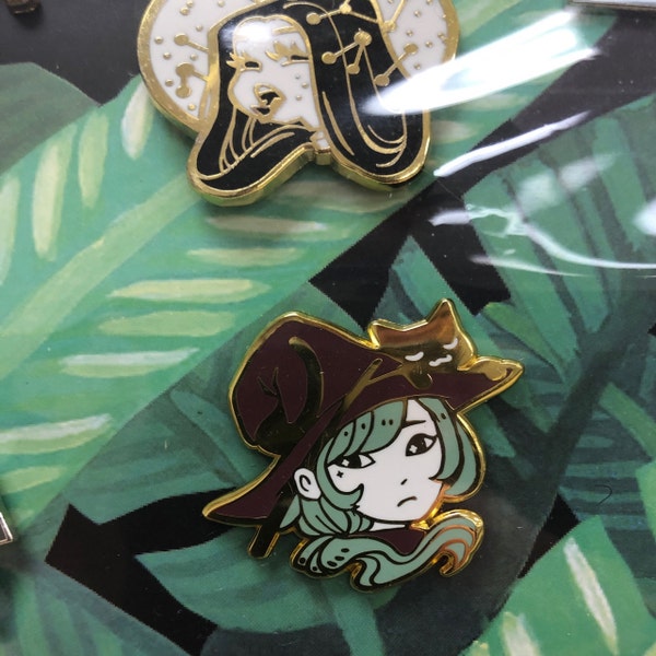 Mint Witch With Cat Familiar - Hard Enamel Pin - STANDARD Grade - Etsy