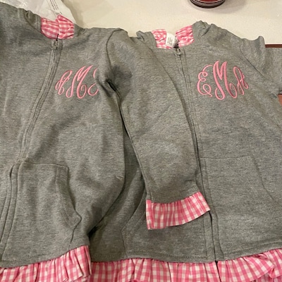 Monogrammed Girls Jacket, Monogrammed Zip up Hoodie, Monogrammed ...