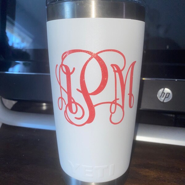 Yeti Cup Monogram Decal || Monogram Tumbler Decal, Vinyl Monogram Decal ...