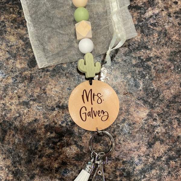 Boho Rainbow Daisy Beaded Teacher Lanyard, ID Badge Holder, Lanyard for ...