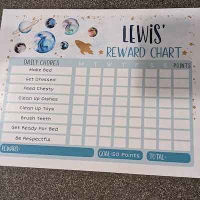 Editable Space Reward Chart Galaxy Rocket Ship Stars Planets Boy Girl ...