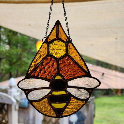 Bee Teardrop Stained Glass Pattern - Etsy