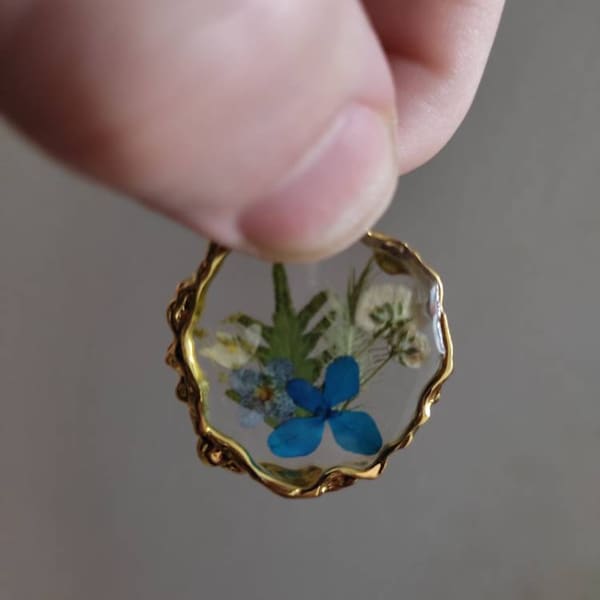Adjustable Forget Me Not Real Flower Ring, Handmade Pressed Flower Ring ...