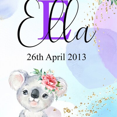 Baby Koala. Watercolor Little Animals Clipart Australia Portrait ...