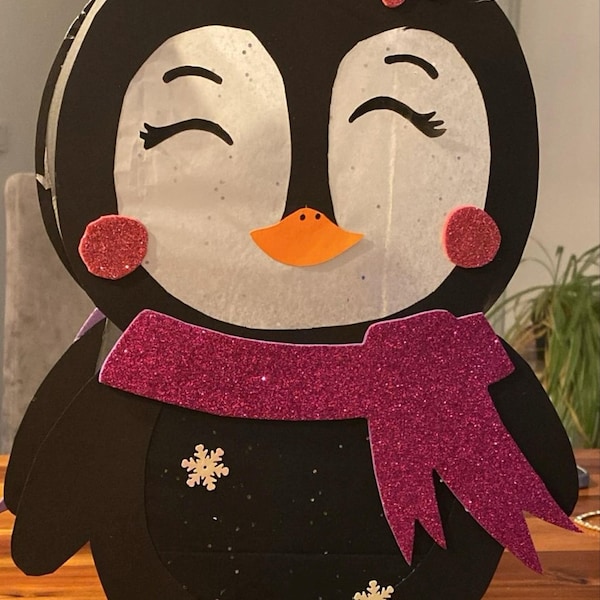 Pinguin Laterne Bastelvorlage PDF/SVG/DXF Plotterdatei_Pinguinlaterne_Basteln mit oder ohne ...