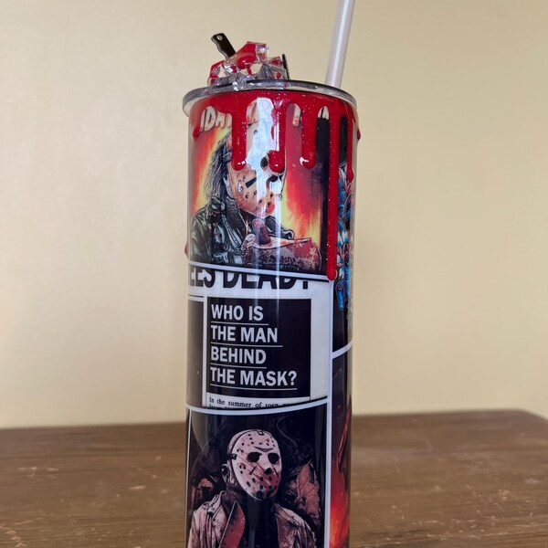 Horror Themed 20 Oz Straight Tumbler. Including Handmade Horror Topper ...
