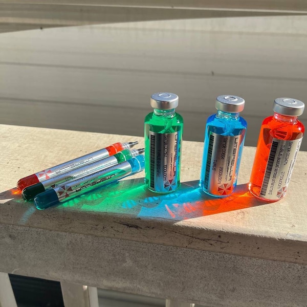 Resident Evil Umbrella Corporation Auto Injector Syringe Prop Set. - Etsy