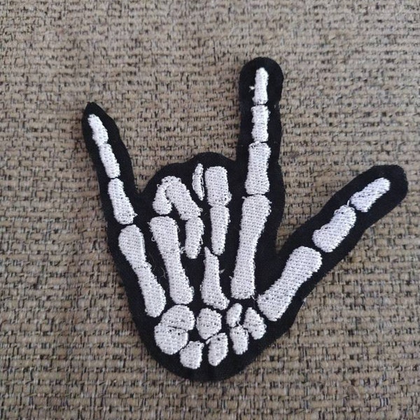 Skeleton Hand “I Love You” Embroidered Iron-on Patch - Etsy