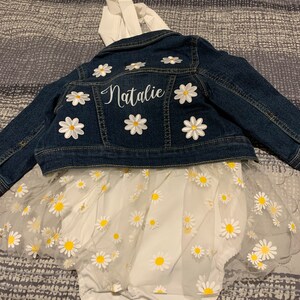 Daisy Flower Smiley Face Custom Demin Jean Jacket Personalized Baby ...