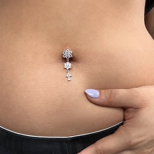 Personalized Initial Belly Button Ring Dainty 14k Gold Belly - Etsy