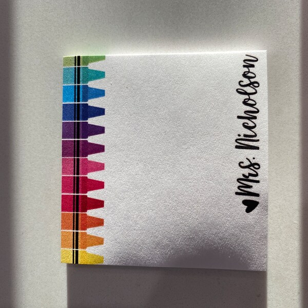 Teacher Sticky Note, Teacher Notepad, Crayon Sticky Note, Teacher ...