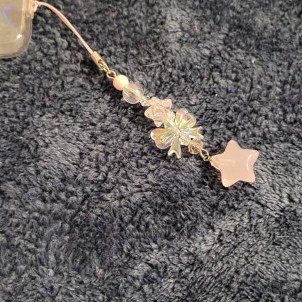Pink Phone Charm Cute Beaded Keychain Aesthetic Phone Straps Y2k Star ...