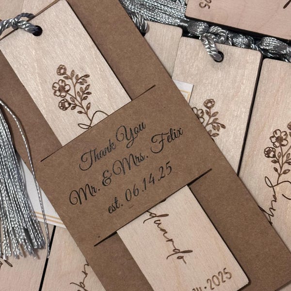 Personalized Bookmark Wedding Favors, Wood Engraved Bookmark, Bulk ...