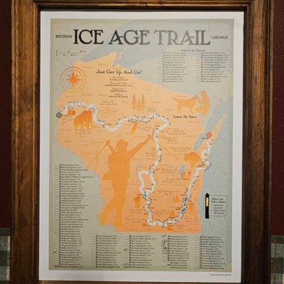 Wisconsin Ice Age Trail Map Checklist print Only - Etsy